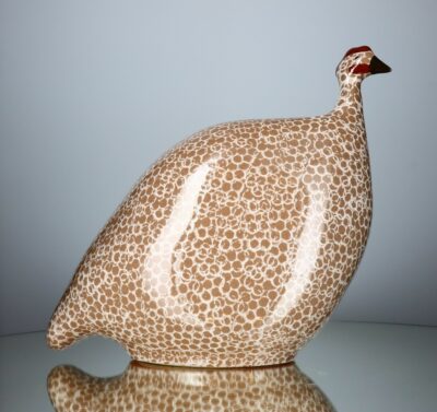 Guinea Hen – Bordeaux Spotted White Medium – Maxwell's Pottery